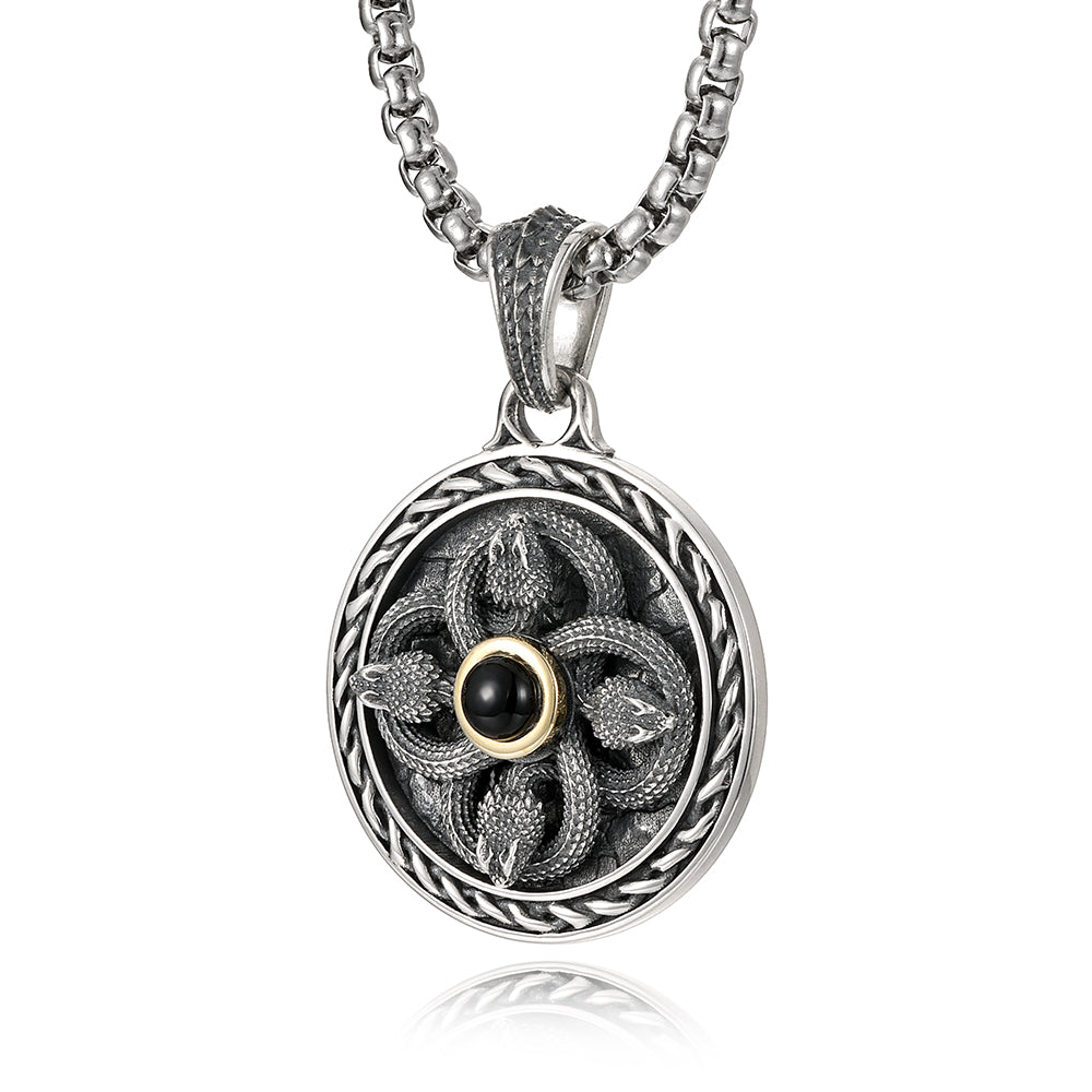 Spinning Snake Pendant for Men – Sterling Silver Coiled Serpent Disc ...