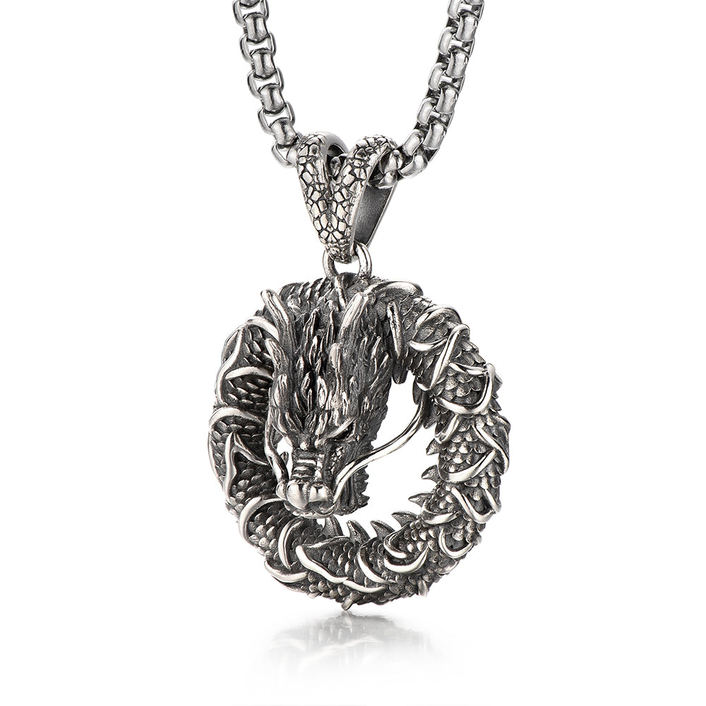 Sterling Silver Coiling Dragon Pendant for Men – Vintage Shendu ...