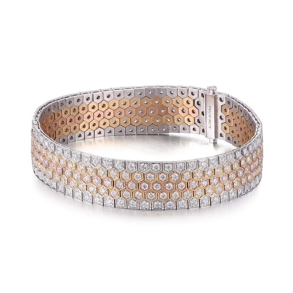 18K Gold Honeycomb Bracelet With Diamonds – Ideagemer