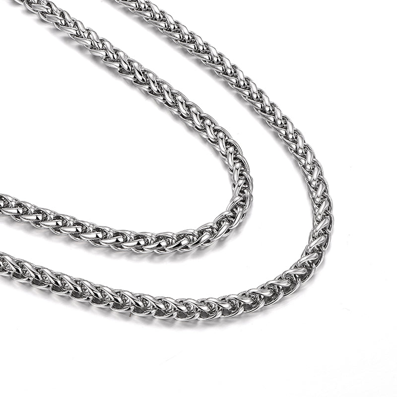 4mm Wheat Chain Necklace for Men – Braided 925 Sterling Silver Link ...