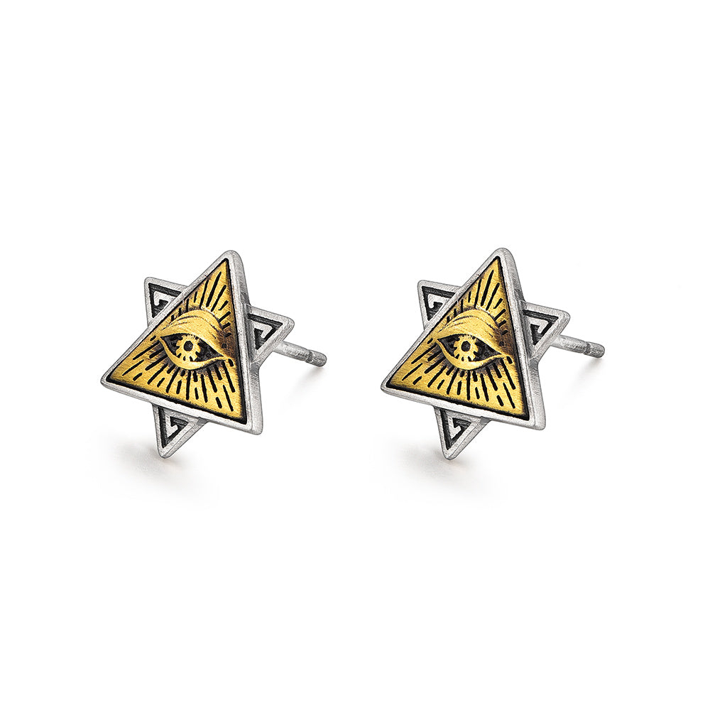 Vintage Hexagram Eye Of God Stud Earrings - 925 Silver Mystical Jewelry ...